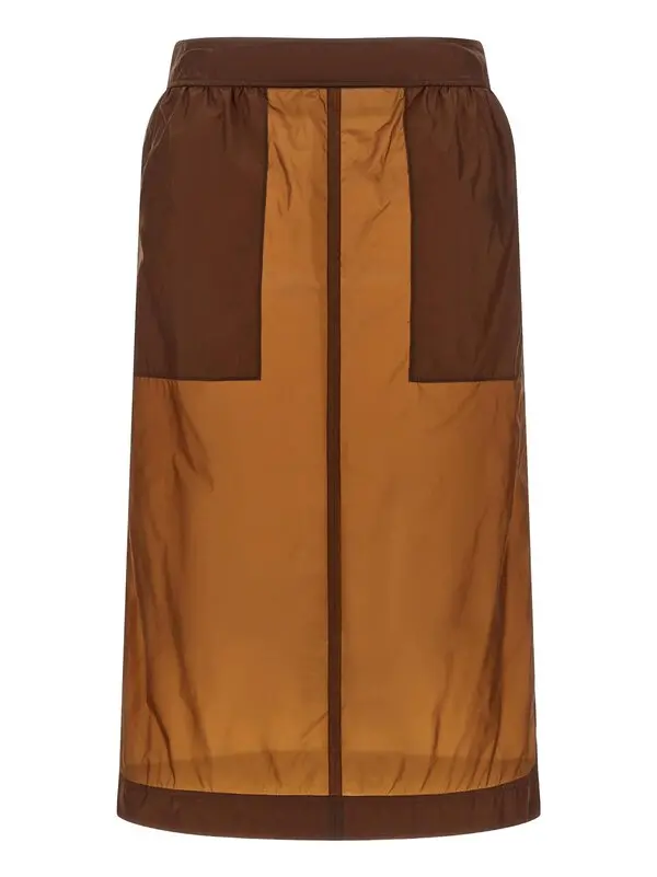 Saint Laurent Nylon Midi Skirt - Brown