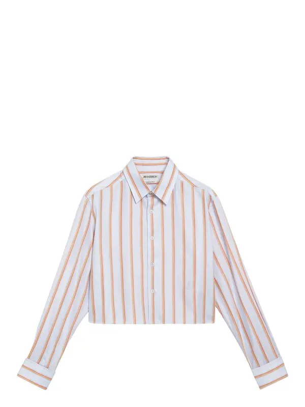 JW Anderson Cropped Blue And Orange Cotton Shirt - Multicolor