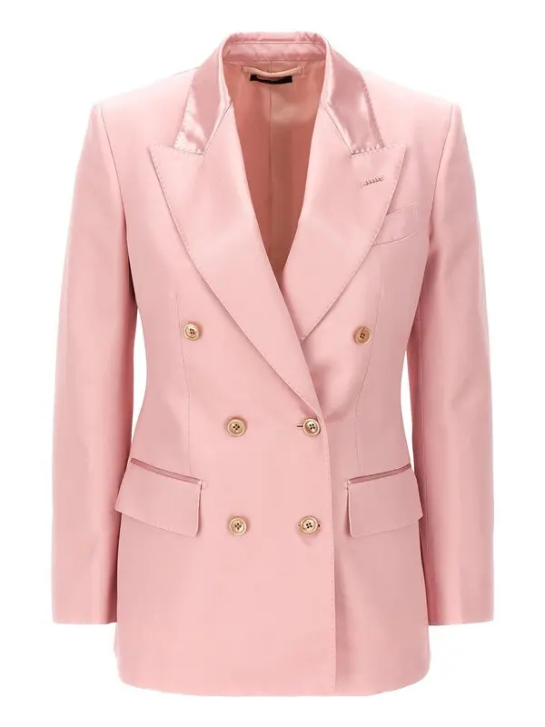 TOM FORD Double-breasted Duchesse Blazer - Pink