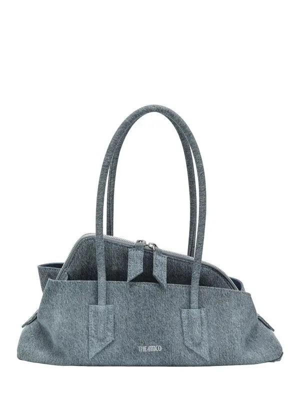 Attico La Passeggiata Small Washed Denim Top Handle Bag - Blue