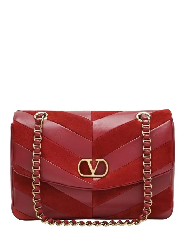 Valentino Garavani Djuna Medium Suede And Nappa Shoulder Bag - Red