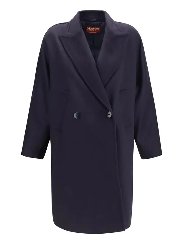 Max Mara Double-breasted Wool Drap Coat - Blue