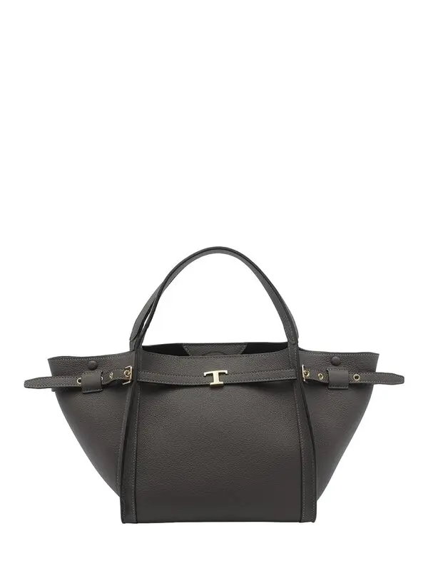 TOD'S Leather T Signature Shopping Bag - Gray