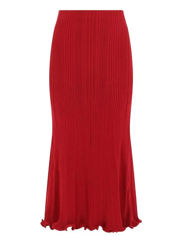 SELF-PORTRAIT Viscose Midi Skirt - Red
