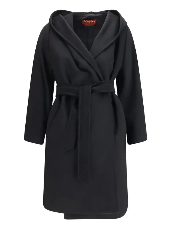 Max Mara Wool Drap Newmang Coat - Black