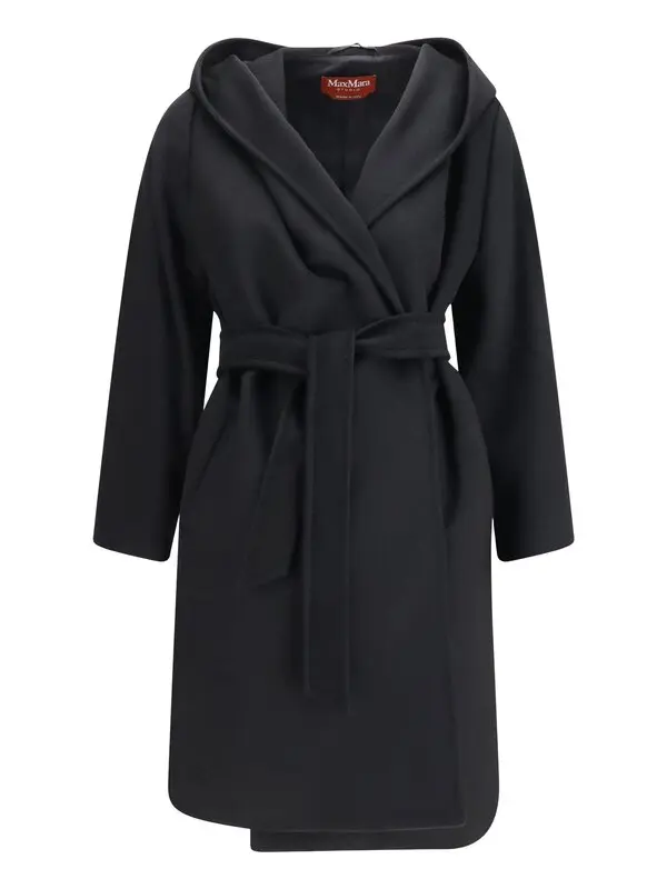 Max Mara Wool Drap Newmang Coat - Black
