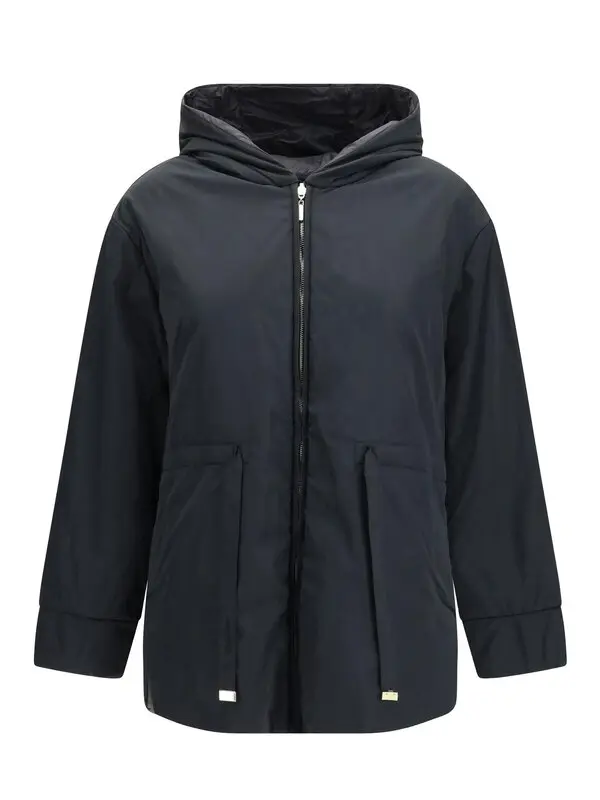 Max Mara Reversible Padded Parka In Radzmir And Water Repellent Canvas - Black
