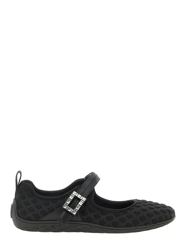 ROGER VIVIER Viv Low Scuba Effect Fabric Ballet Flats - Black