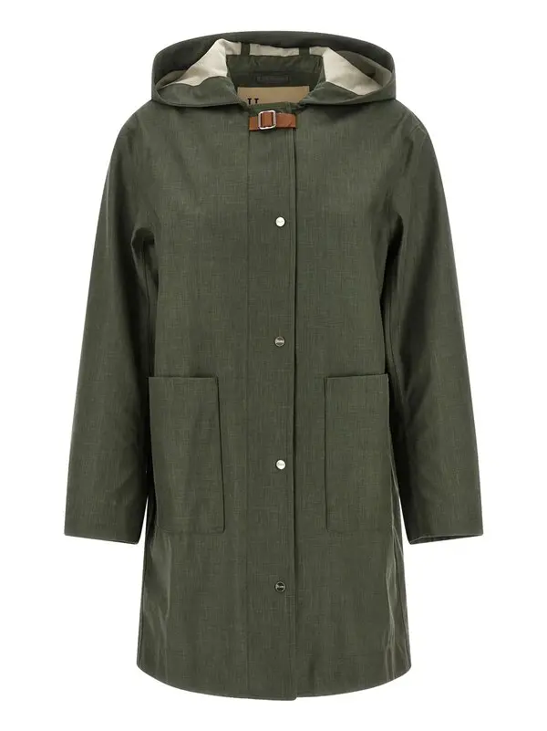 Herno Waterproof Technical Linen Blend Raincoat - Green