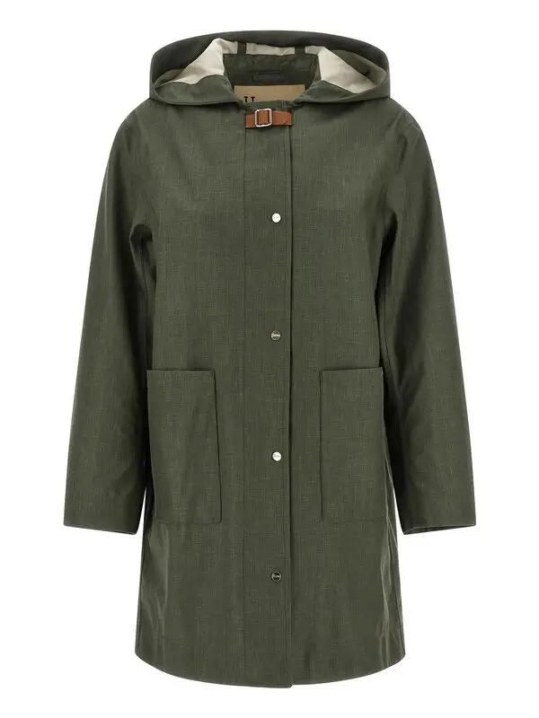 Herno Waterproof Technical Linen Blend Raincoat - Green