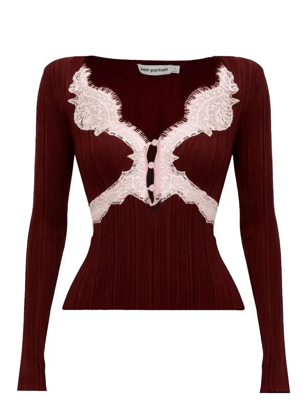 SELF-PORTRAIT Top With Lace Details - Multicolor