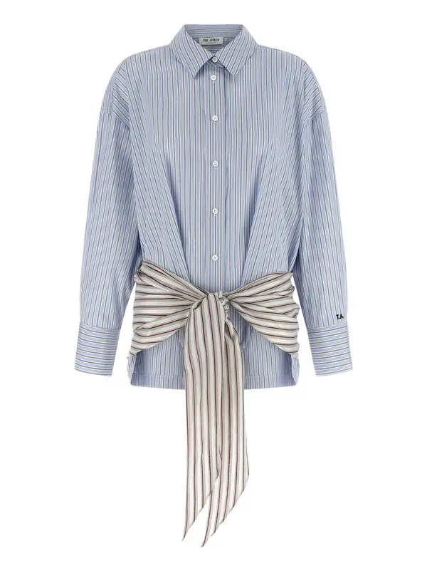 Attico Striped Poplin Shirt Bodysuit - Blue