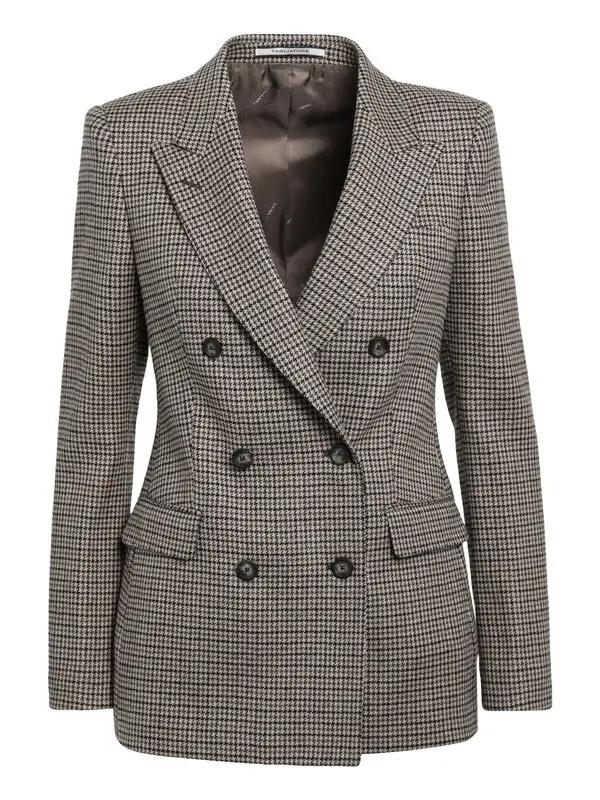 Tagliatore Houndstooth Wool Blend Blazer - Brown