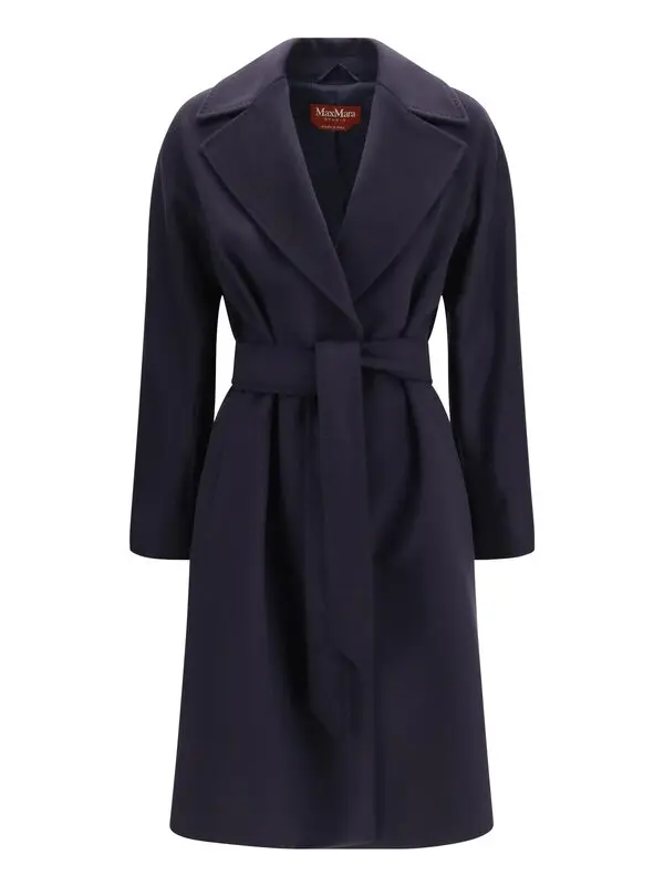 Max Mara Wool Coat With Peak Lapels - Blue