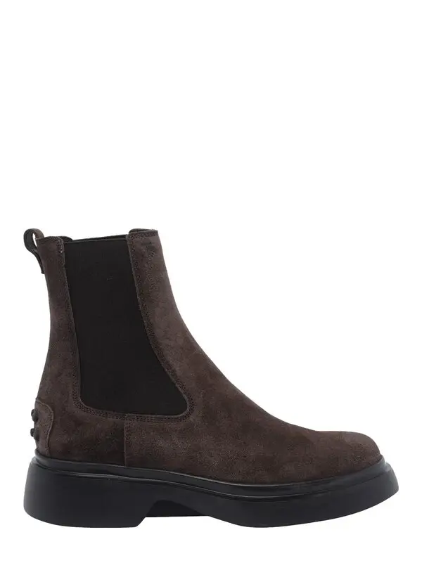 TOD'S Suede Chelsea Booties - Brown