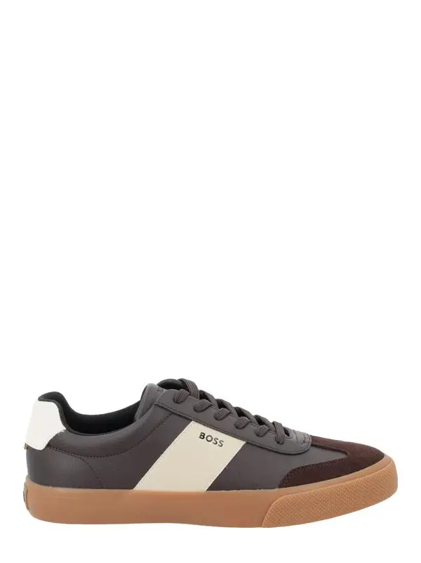 BOSS Leather Sneakers With Logo And Laces - Brown