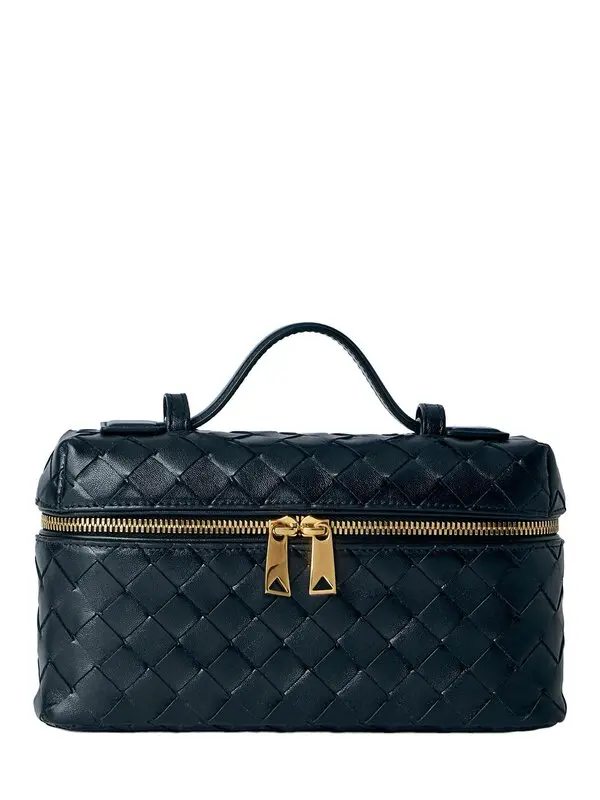 Bottega Veneta Intrecciato Leather Vanity Case - Black