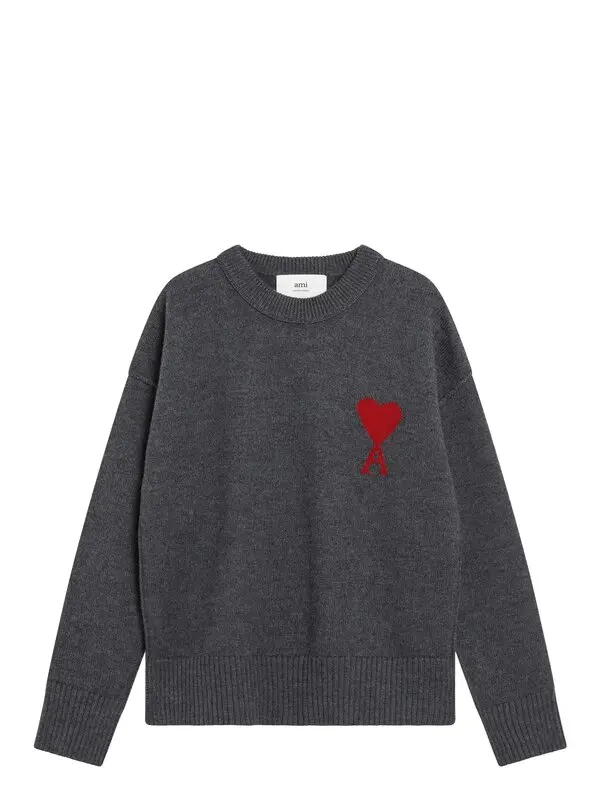 AMI Paris De Coeur Sweater - Gray