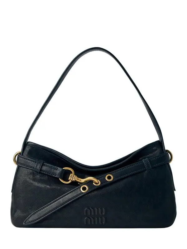 Miu Miu Adventure Nappa Leather Shoulder Bag - Black