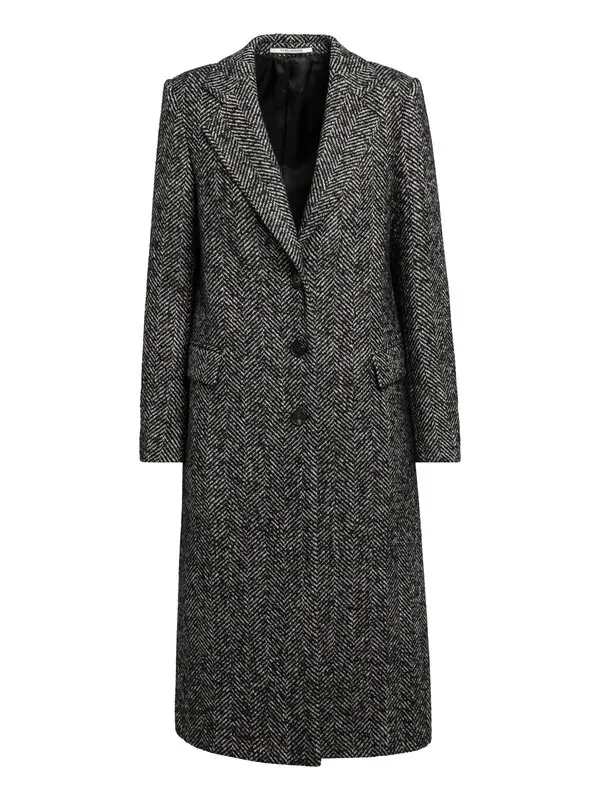 Tagliatore Single-breasted Wool Blend Herringbone Coat - Black
