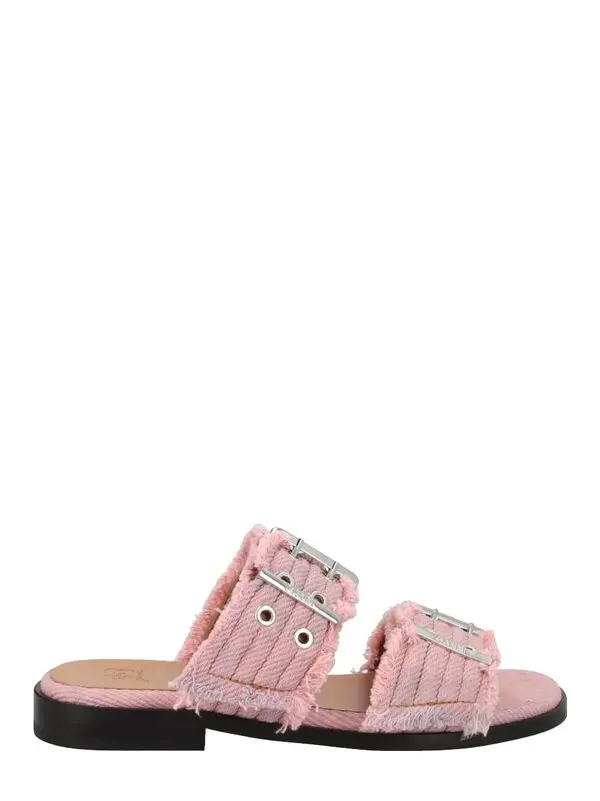 GANNI Denim Sandal With Bangs - Pink