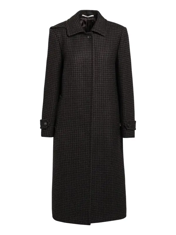 Tagliatore Single-breasted Houndstooth Wool Coat - Brown
