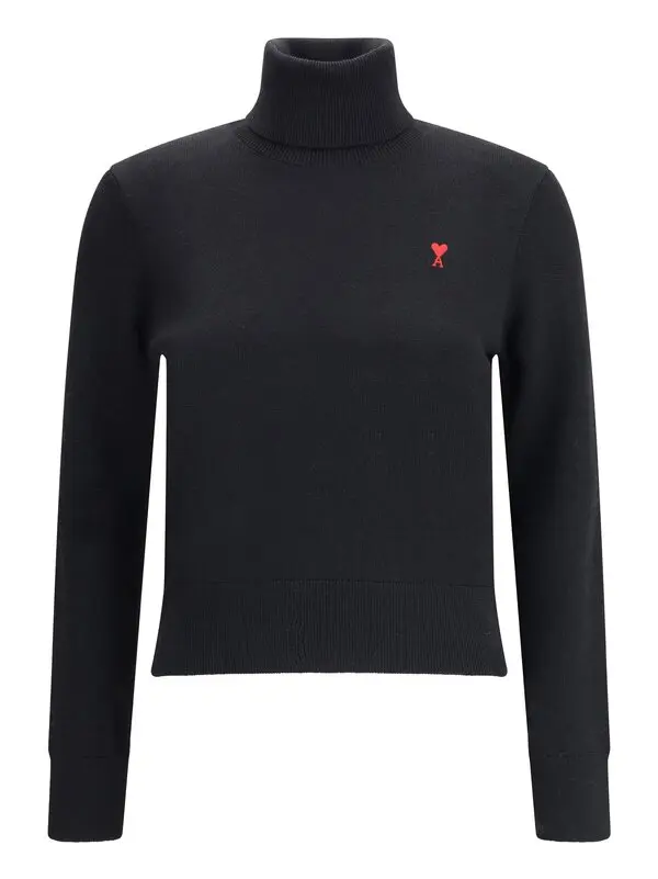 AMI Paris De Coeur Turtleneck Sweater - Black