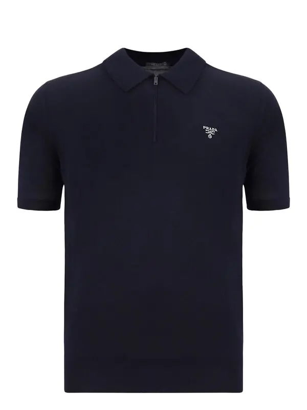 Prada Virgin Wool Polo Shirt - Black
