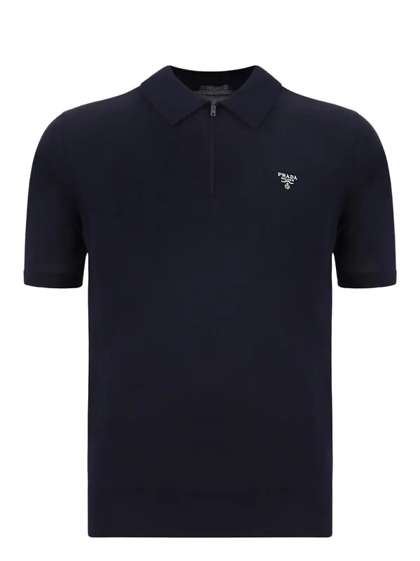 Prada Virgin Wool Polo Shirt - Black