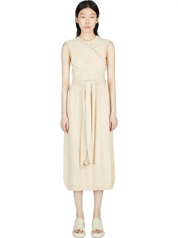 LEMAIRE Knotted Cotton Crepe Dress - Cream