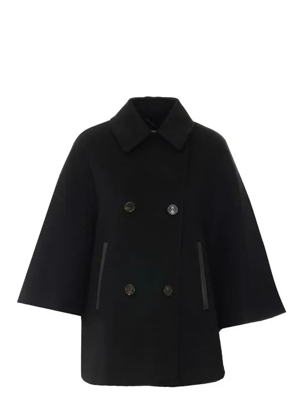 Max Mara Mxaospite Double-breasted Sable Cashmere Cape - Black