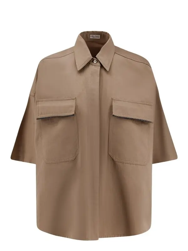 Brunello Cucinelli Linen And Cotton Blend Shirt - Brown