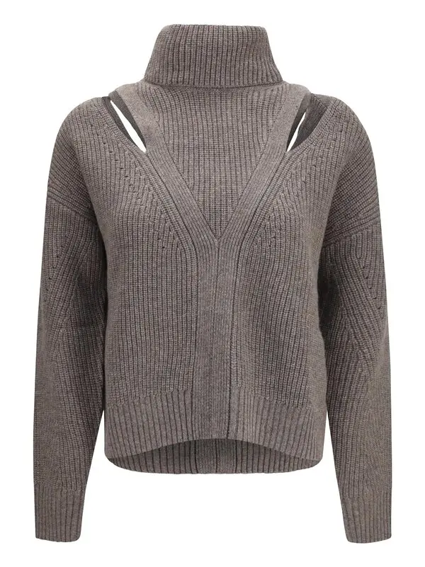 P.a.r.o.s.h Wool And Cashmere High-neck Sweater With Cold Shoulder Cut-outs - Cream