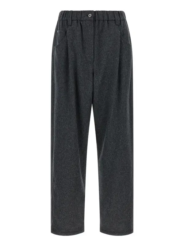 Brunello Cucinelli Mélange Wool Trousers - Gray