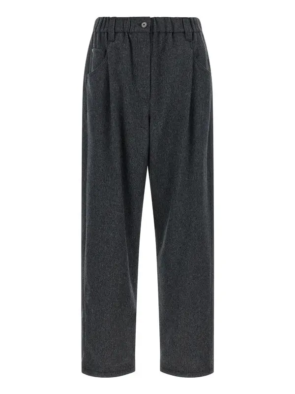 Brunello Cucinelli Mélange Wool Trousers - Gray