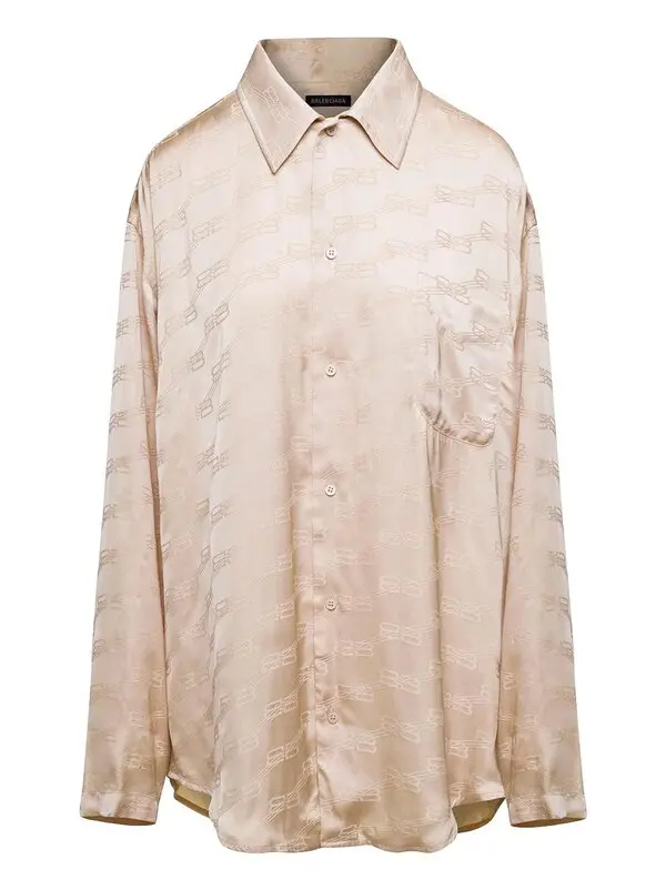 Balenciaga Viscose Logo Pattern Shirt - Multicolor
