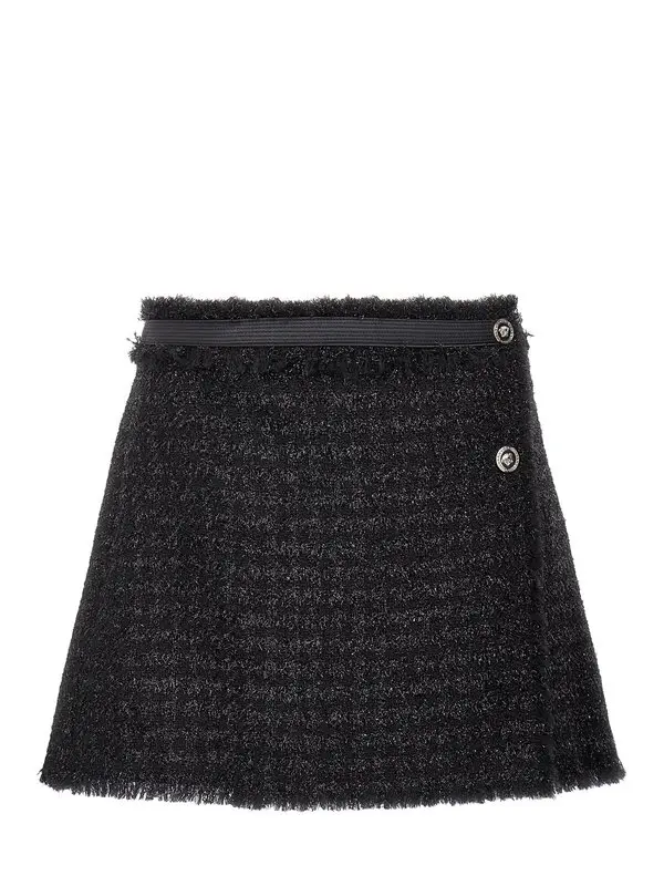 Versace Lurex Wool Blend Skirt - Black