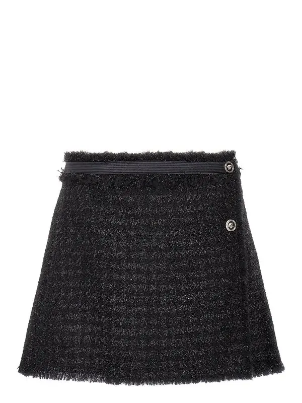 Versace Lurex Wool Blend Skirt - Black