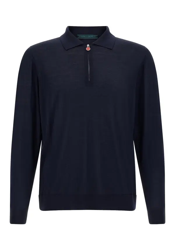 Kiton Wool Polo Shirt 14 Microns - Blue