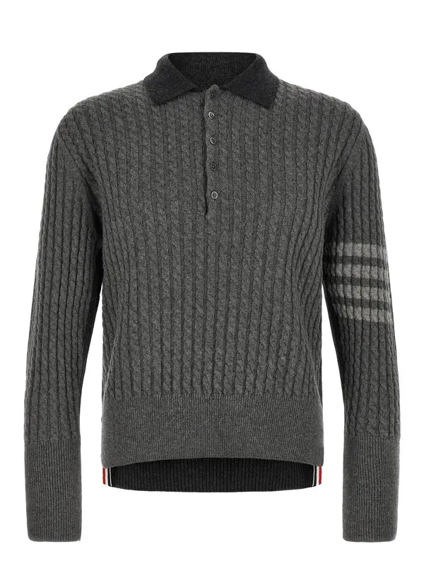 Thom Browne 2-in-1 Trompe L'oeil Polo Shirt - Gray
