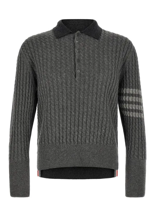 Thom Browne 2-in-1 Trompe L'oeil Polo Shirt - Gray