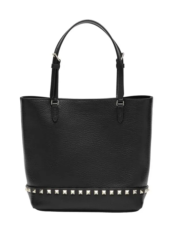 Valentino Garavani Leather Rockstud Shopper Bag - Black