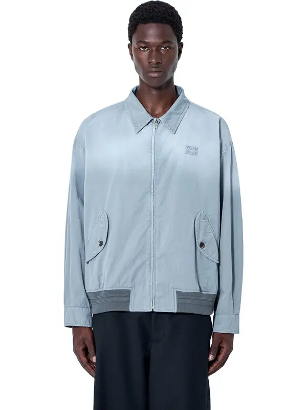 Miu Miu Cotton Twill Blouson Jacket - Gray