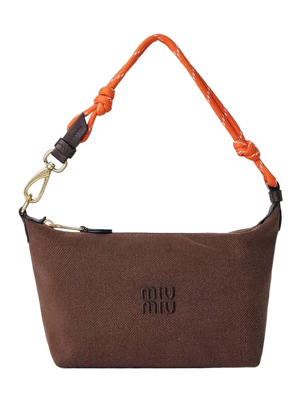 Miu Miu Gabardine Zip Handbag - Brown