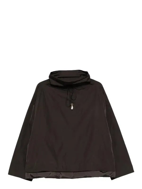 Carven Funnel Neck Oversized Coat - Brown