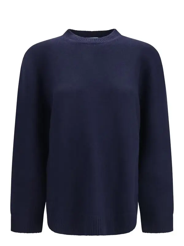 Prada Crewneck Sweater With Suede Elbow Patches - Blue