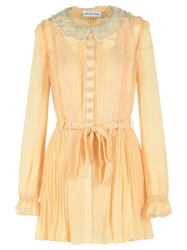 SELF-PORTRAIT Short Pleated Dress - Multicolor