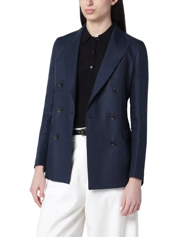 Tagliatore Double-breasted Linen Blazer - Blue