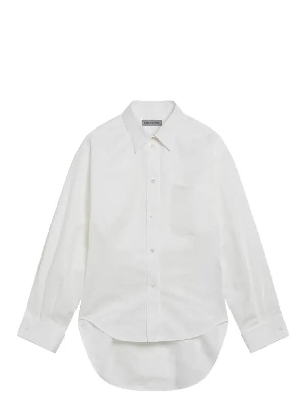 Balenciaga Cocoon Shirt In Cotton And Silk Poplin - White