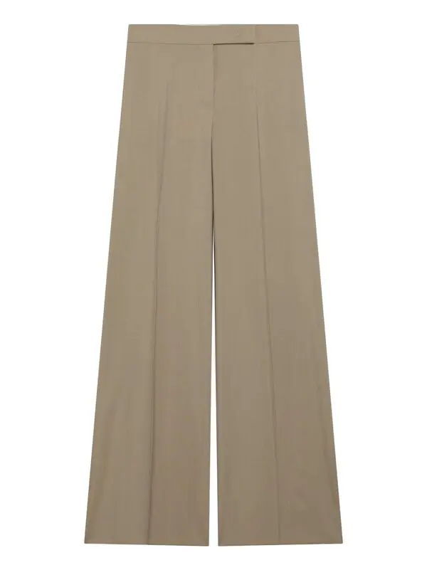 Max Mara Wide-leg Trousers In Wool And Silk Poplin - Cream